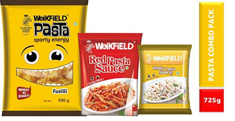 Weikfield Fusilli Pasta Combo Pack, 500g with Free Red Pasta Sauce ...
