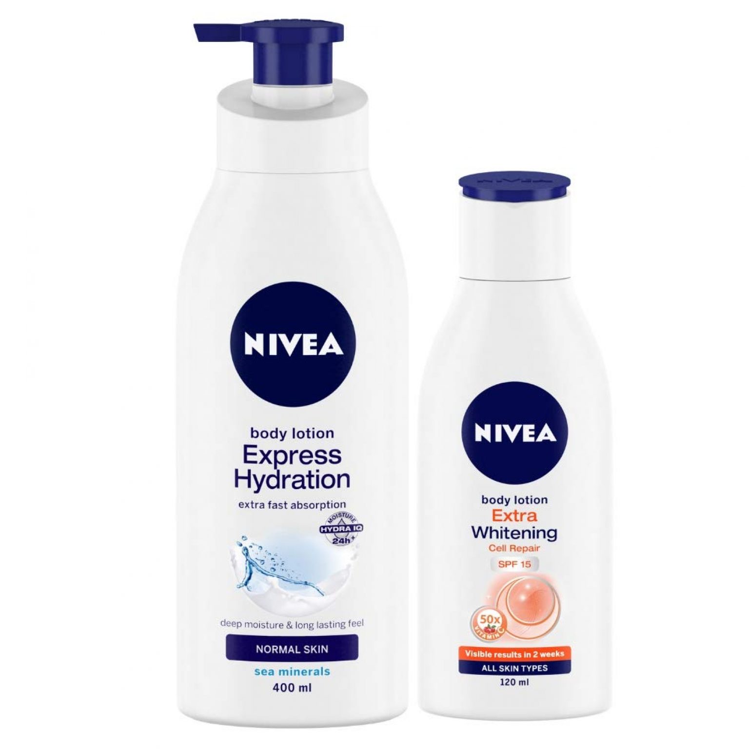 NIVEA Express Hydration Body Lotion, 400ml and NIVEA Extra Whitening ...