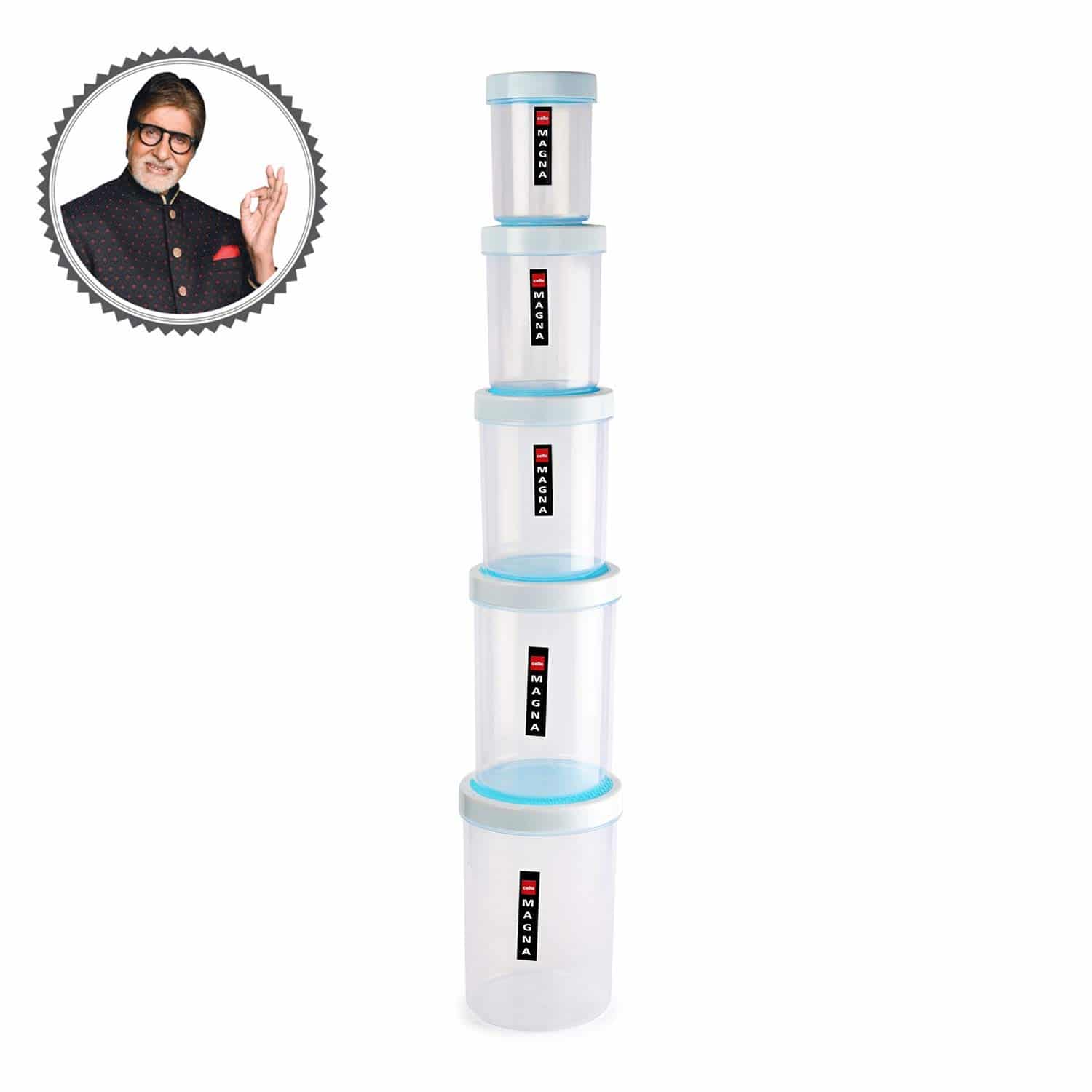 Cello Magna Container Set of 5 pcs, Blue, (Capacity - 500, 750, 1000 ...