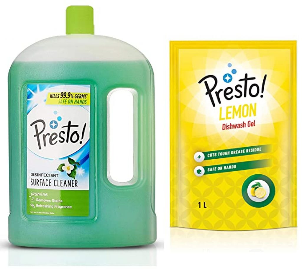 Presto! Dishwash Gel Lemon - 1 L and Disinfectant Floor Cleaner Jasmine ...